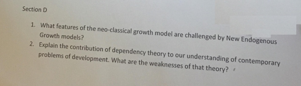 Solved Section D 1. What features of the neo-classical | Chegg.com
