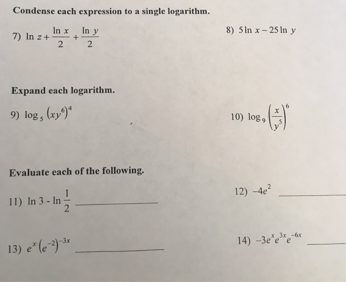 Solved Condense each expression to a single logarithm. In z | Chegg.com