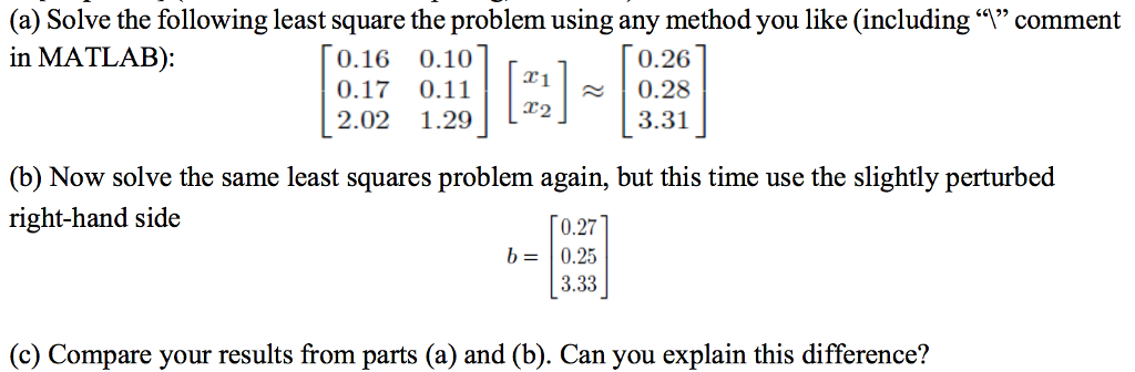 Solved (a) Solve the following least square the problem | Chegg.com