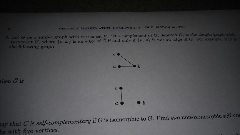 Solved Let G be a simple graph with vertex-set V. The | Chegg.com
