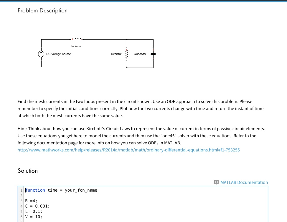 Solved Problem Description a nductor DC Voltage Source | Chegg.com