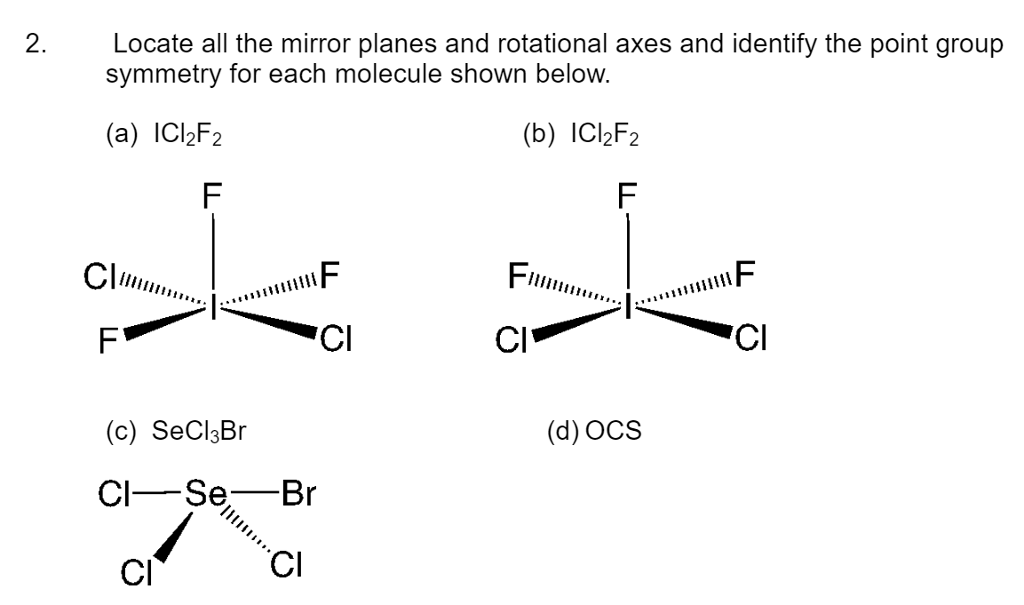 Solved Locate all the mirror planes and rotational axes and | Chegg.com