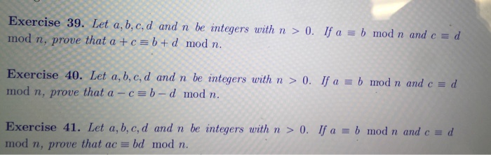 Solved Let a, b, c, d and n be integers with n > 0. If a h | Chegg.com