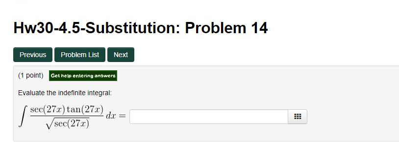 Solved Hw30-4.5-Substitution: Problem 14 Previous Problem | Chegg.com