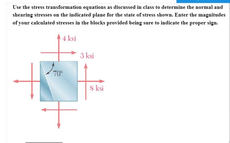 Solved Use the stress transformation equations as discussed | Chegg.com