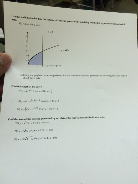 Solved Use the shell method to find the volume of the solid | Chegg.com