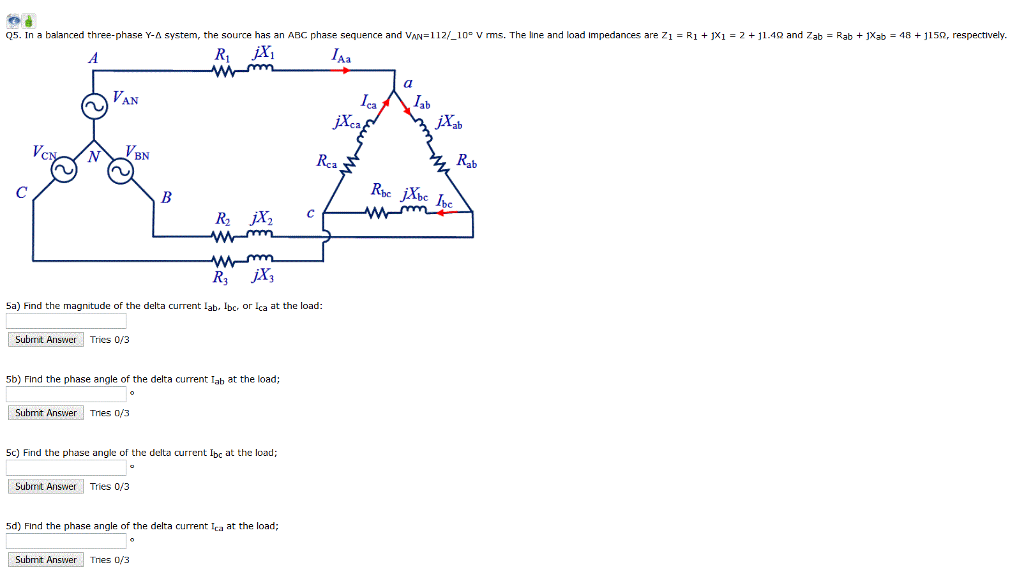 Solved 05. In a balanced three-phase Y-A system, the source | Chegg.com