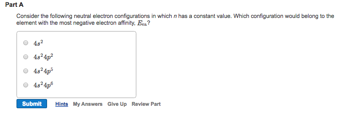 Solved Part A Consider the following neutral electron | Chegg.com Solved Part A Consider the following neutral electron | Chegg.com