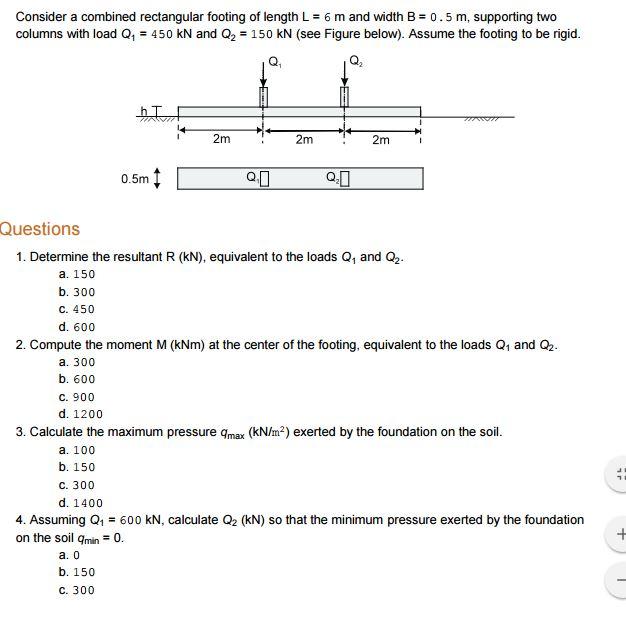 Solved Consider a combined rectangular footing of length L = | Chegg.com