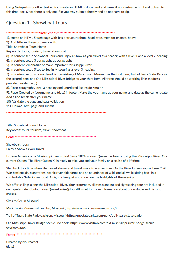 Solved Using Notepad Or Other Text Editor Create An Html 