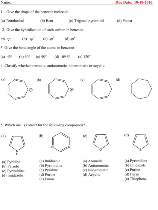 Solved Name Due Date: 10-10-2016 1. Give the shape of the | Chegg.com