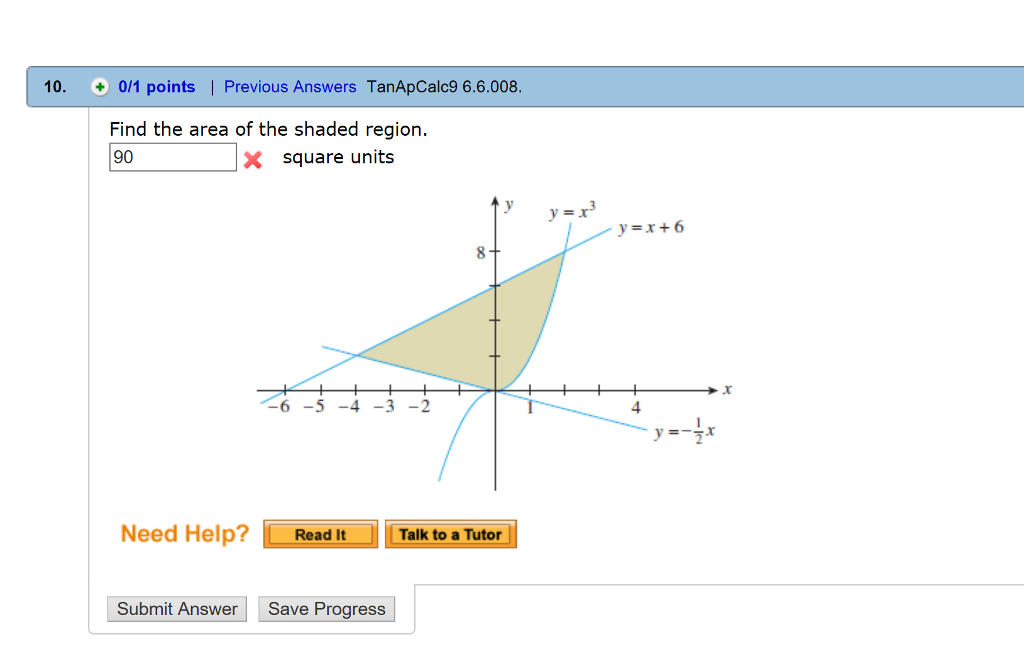Solved Find the area of the shaded region. 90 square units | Chegg.com