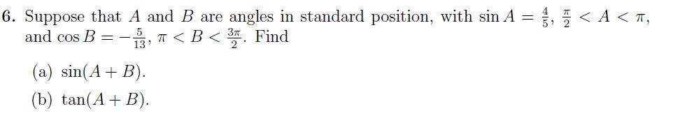 Solved Suppose that a and B are angles in standard position, | Chegg.com