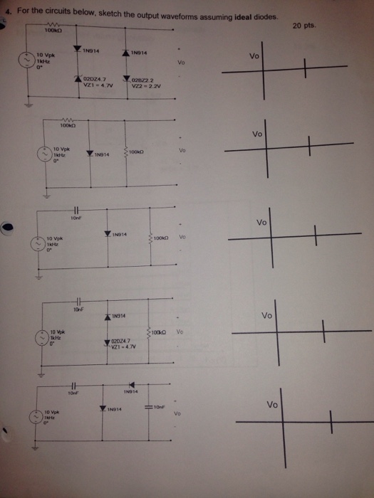 Solved For The Circuits Below Sketch The Output Waveforms 