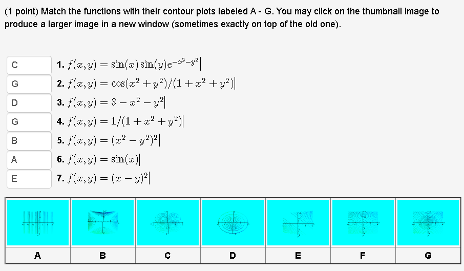 Solved (1 point) Match the functions with their contour | Chegg.com