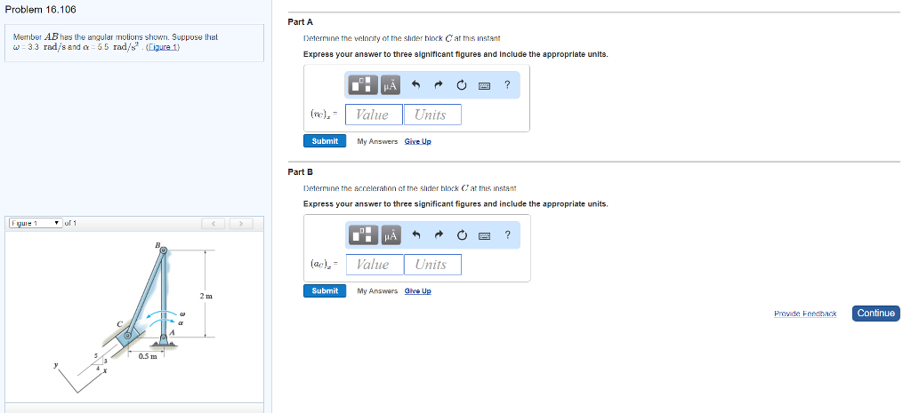 Solved Member AB has the angular motions shown. Suppose that | Chegg.com