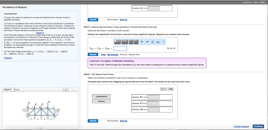 Solved The Method of Sections Learning Goal To apply th thod | Chegg.com