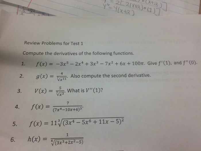 Solved Compute the derivatives of the following functions. | Chegg.com