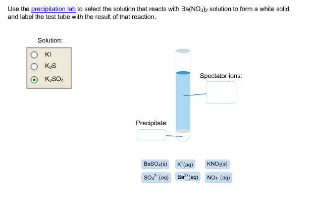 Solved Use the precipitation lab to select the solution that | Chegg.com