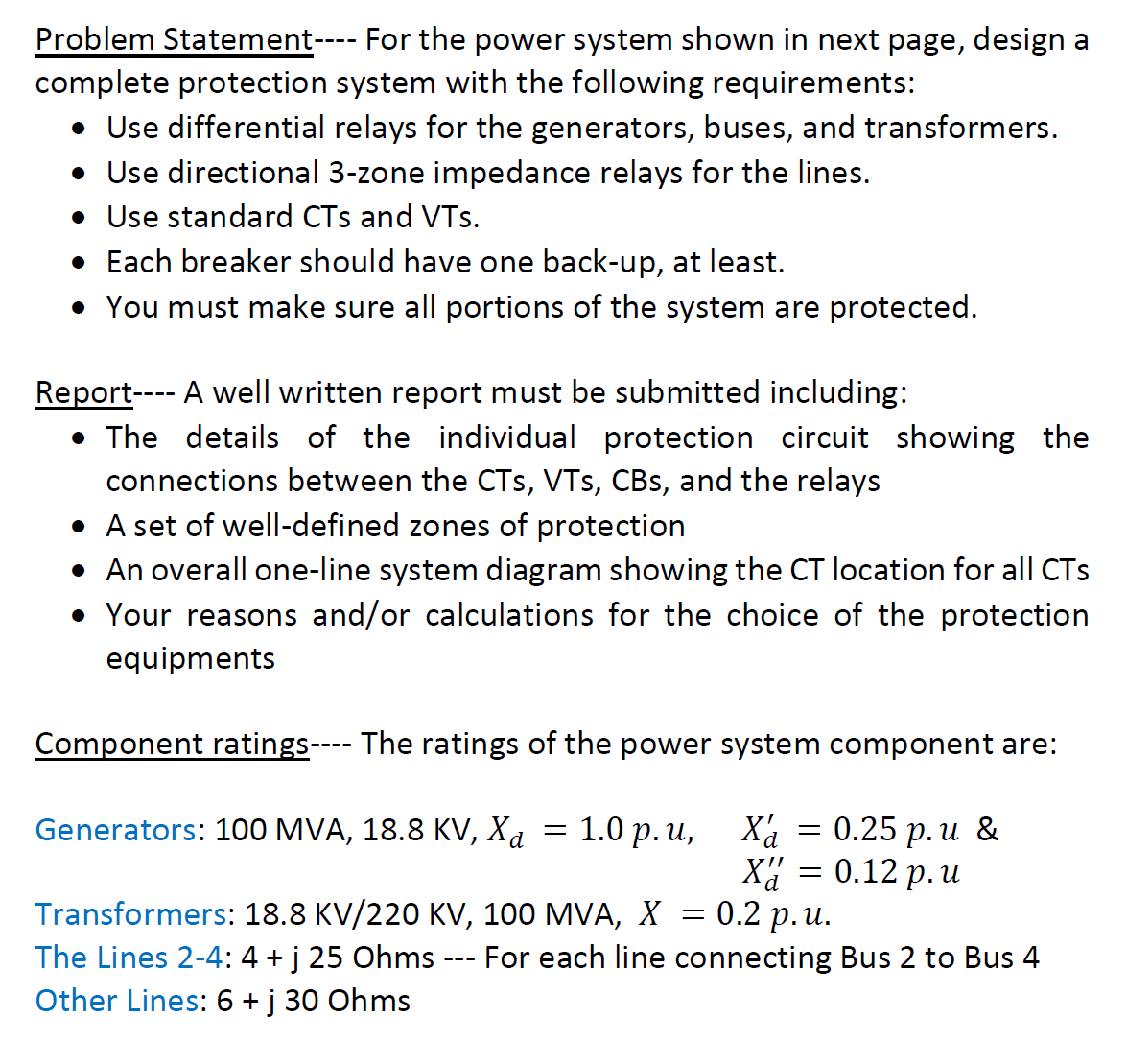 Problem Statement For the power system shown in next | Chegg.com
