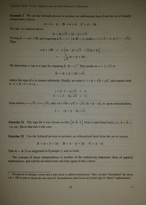 Solved Tutorial VAM: Vector Algebra and an Introduction to | Chegg.com