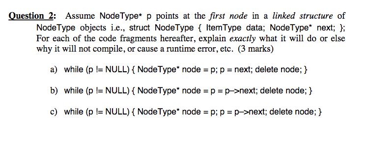 Solved Assume NodeType* p points at the first node in a | Chegg.com