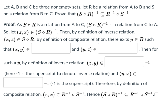 Solved Let A, B and C be three nonempty sets, let R be a | Chegg.com