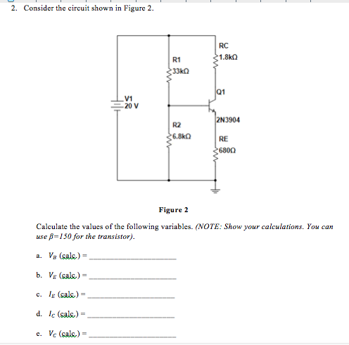 Solved 1. Consider the circuit shown in Figure 1 RC 2.7㏀ RB | Chegg.com