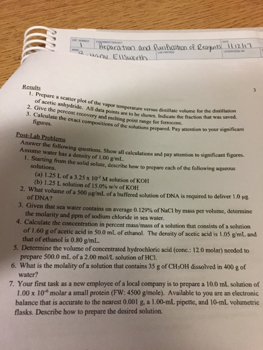 Solved Prepare a scatter plot of the vapor temperature | Chegg.com