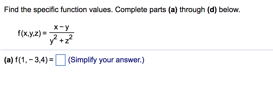 Solved Find the specific function values. Complete parts (a) | Chegg.com
