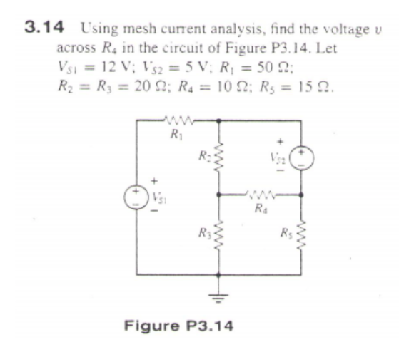 Solved 3.14 Using mesh current analysis, find the voltage u | Chegg.com