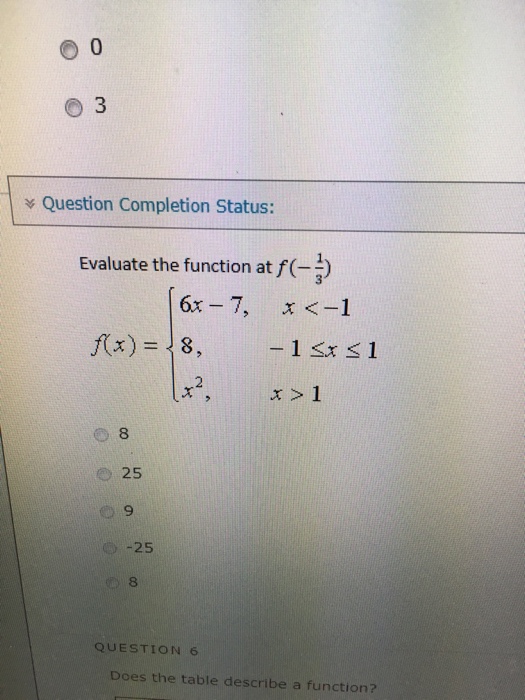 Solved Evaluate the function at f(- 1/3) f(x) = {6x - 7, x | Chegg.com