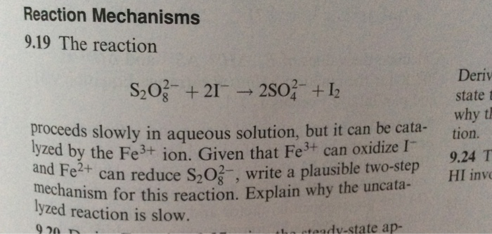 Solved The reaction S_2O_8^2- + 2I^- rightarrow 2SO_4^2- | Chegg.com