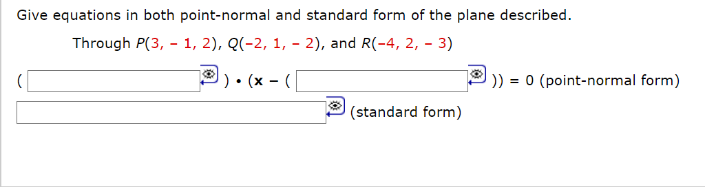 Solved Give equations in both point-normal and standard form | Chegg.com