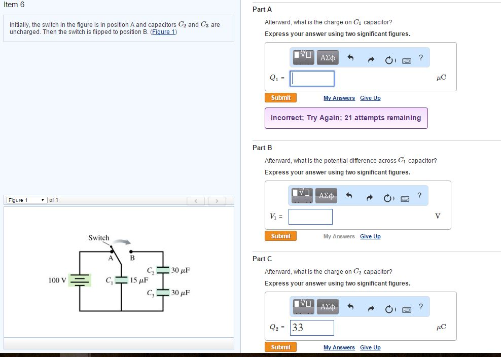 Solved Initially, the switch in the figure is in position A | Chegg.com