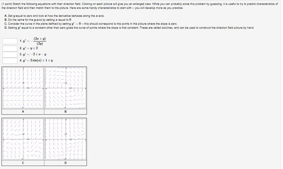 Solved (1 point) Match the following equations with their | Chegg.com