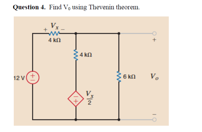 Solved Find Vo Using Thevenin's Theorem. | Chegg.com