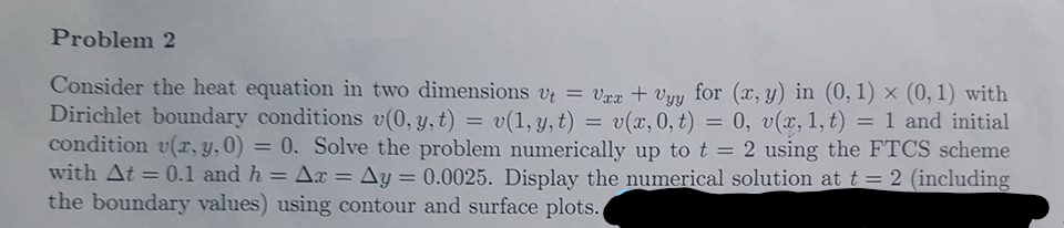 Problem 2 Consider the heat equation in two | Chegg.com