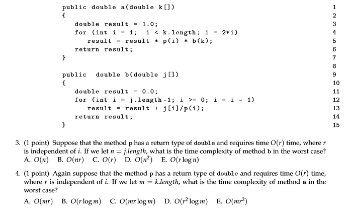 Solved Suppose that the method p has a return type of double | Chegg.com