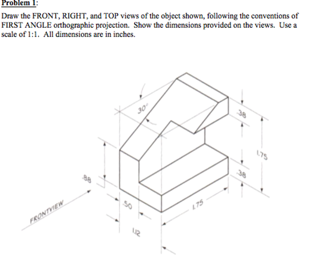 Solved Draw the FRONT, RIGHT, and TOP views of the object | Chegg.com