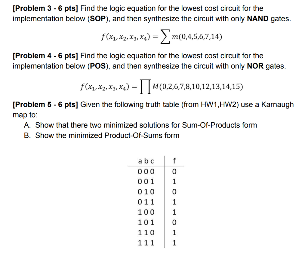 Solved Problem 3 6 Pts] Find The Logic Equation For The