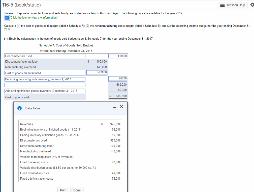 Solved TI6-5 (book/static) Question Help * imenez | Chegg.com