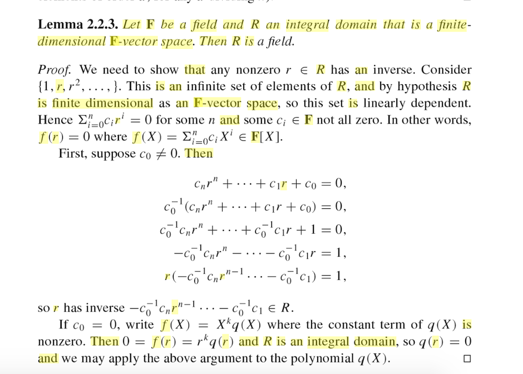 Solved Lemma 2.2.3. Let F be a field and R an integral | Chegg.com