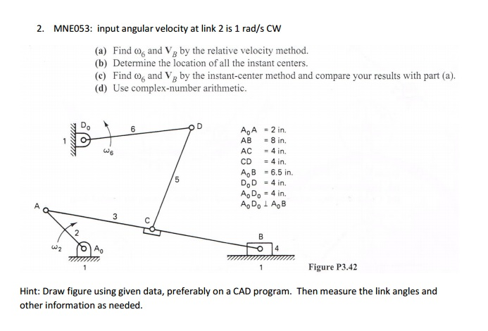 MNE053: input angular velocity at link 2 is 1 rad/s | Chegg.com
