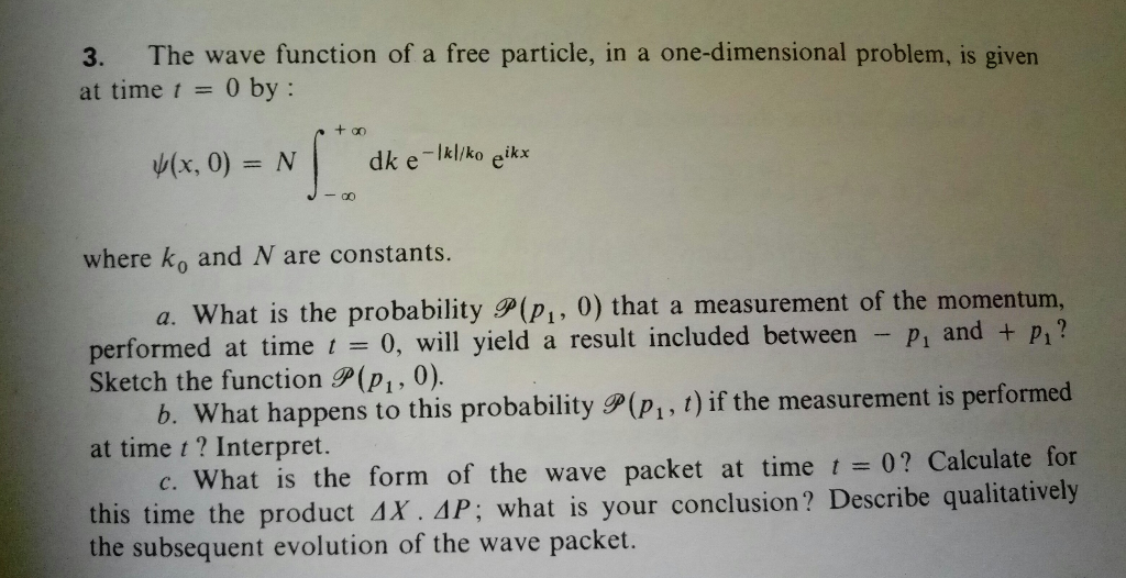 Solved 3 The Wave Function Of A Free Particle In A 