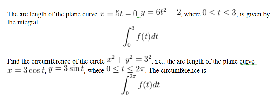 Solved The arc length of the plane curve x = 5t - 0, y = | Chegg.com