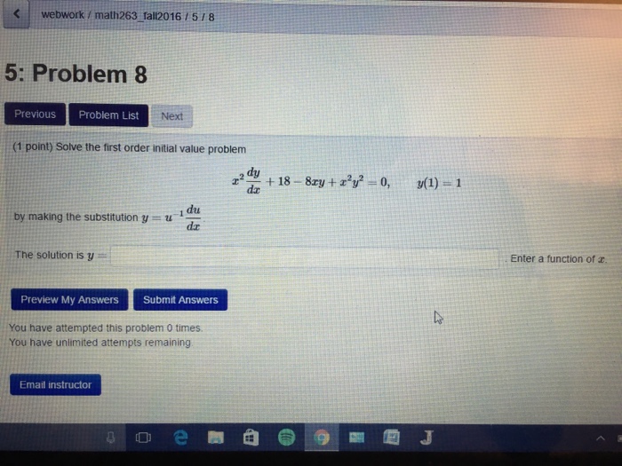 Solved Solve the first order initial value problem by making | Chegg.com
