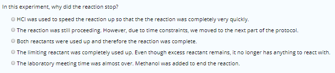 Solved In this experiment, why did the reaction stop? OHCI | Chegg.com