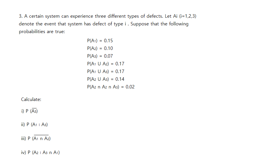 Solved 3. A certain system can experience three different | Chegg.com