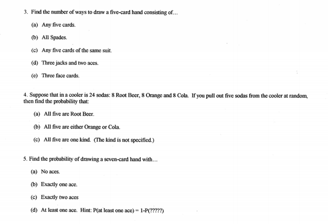 Solved 3. Find the number of ways to draw a five-card hand | Chegg.com